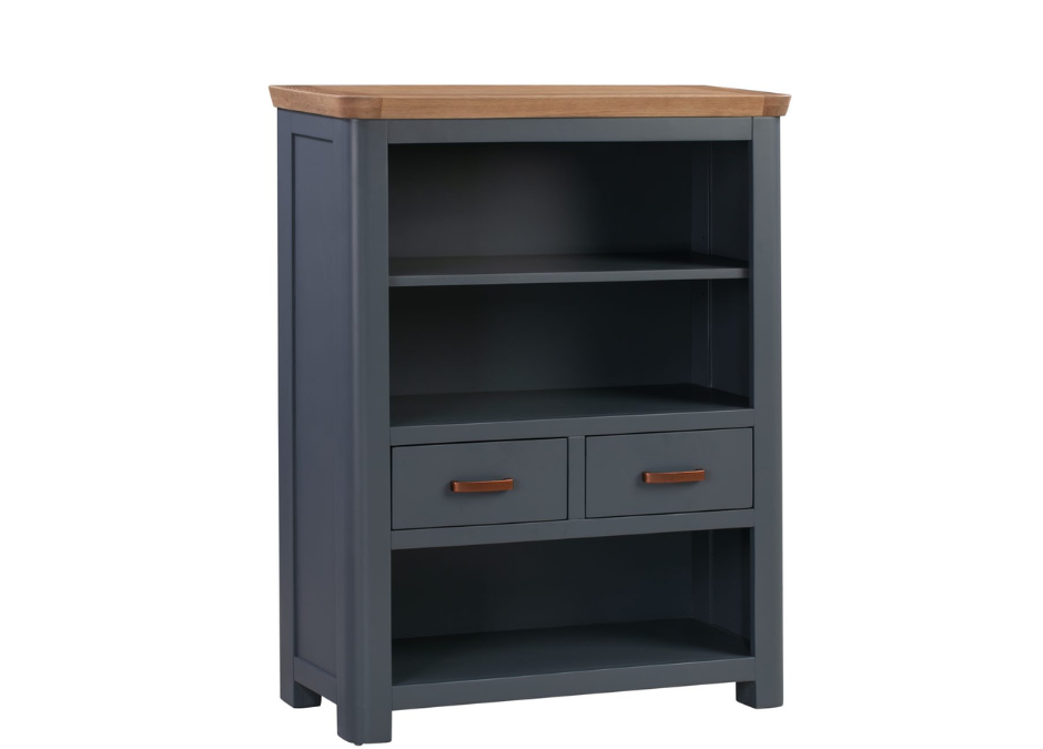 Treviso Midnight Blue and Oak Low Bookcase – RightPrice